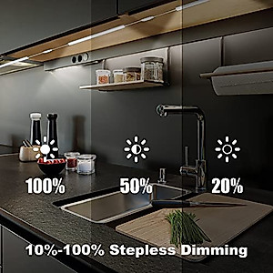 Under Cabinet Lights Plug-in Cold White 6000K, Dimmable LED Under Cabinet Lighting, 4pcs 12 Inch Under Counter Lights for Kitchen with Memory Function, LED Light Bar for Closet, Pantry, Workbench