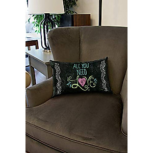 Toland Home Garden All You Need is Love Chalkboard 12 x 19 Inch Indoor, Pillow Case Only (2-Pack) 2 Count