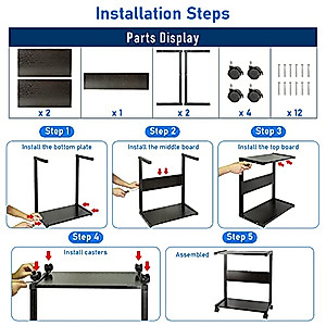 Liitrton Computer Tower Stand, PC Stand 2-Tier CPU Stand with Lockable Wheels Under Desk Fits Most PC (Black Iron Frame)