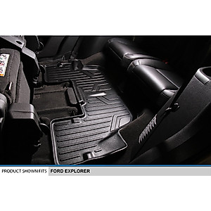 MAXLINER Custom Fit Floor Mats 3 Row Liner Set Black Compatible with 2017-2019 Ford Explorer without 2nd Row Center Console