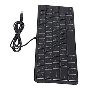 ASHATA Mini USB Wired Gaming Keyboard 64 Keys RGB Backlights Computer Gaming Keyboard for Desktop Notebook Computer, Plug and Play