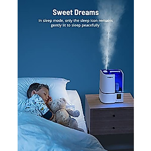 Humidifiers for Bedroom, Upgrade 4L Cool Mist Humidifiers with Humidistat, PARIS RHÔNE Smart Vaporizer humidifier for Home Large Room, LED Display, Quiet Operation, Sleep Mode, 24H Timer, Night Light