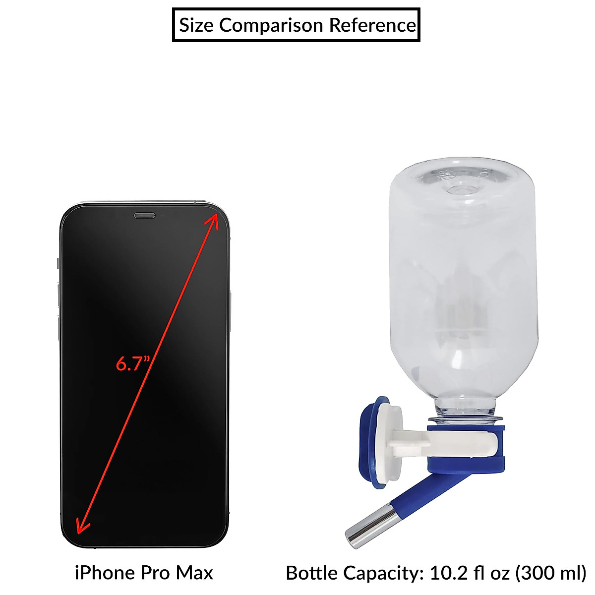 Choco Nose Patented Mini No-Drip Water Bottle/Feeder for Hamsters/Hedgehogs/Gliders/Rats/Mice/Other Small Pets and Animals - for Cages, Crates or Wall Mount. 10.2oz. Nozzle 10mm, Blue (C125)