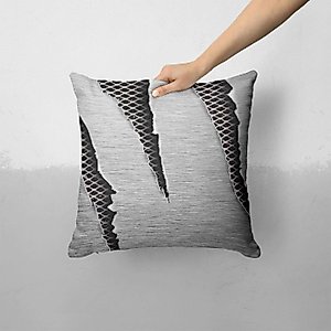 iiRov Clawed Metal Sheet - Custom Decorative Home Decor Indoor or Outdoor Throw Pillow Cover Plus Cushion Set for Sofa, Bed or Couch (Pillow CASE Cover Plus Cushion)