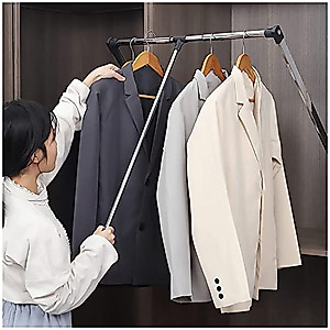 Floating Shelves Liftable Clothes Hanger Dormitory Clothes Bar Closet Hardware Pull-Down Clothes Rail Closet Pole Clothing Finishing Rack, Adjustable Width, Wall Mounting Industrial Wall Frame …