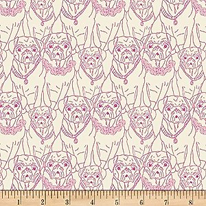 Art Gallery Fabrics Art Gallery Joie de Vivre Pug Ville Rose Fabric, Beige