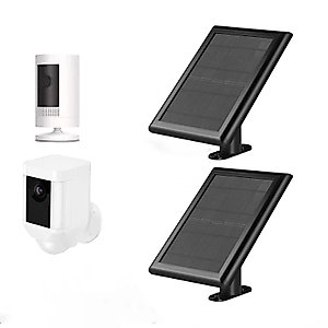 Ring Camera Solar Panel Charger,5W Solar Panels for Ring Stick Up Cam/Ring Spotlight Cam/Spotlight Cam Plus/Spotlight Cam Pro/Outdoor Wireless Security Camera (2, Black)