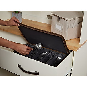 Covermates Keepsakes Flatware Storage Box – Stackable, Reinforced Handles, China Storage-Brown Heather