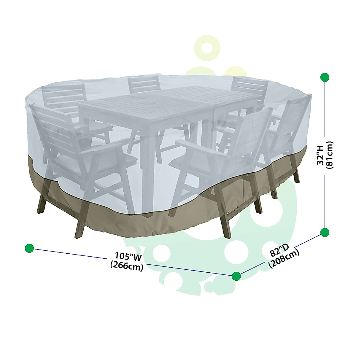 [monsoon] Medium 105 in. Rectangle Patio Table with Chairs Cover 105L x 82W x 32H