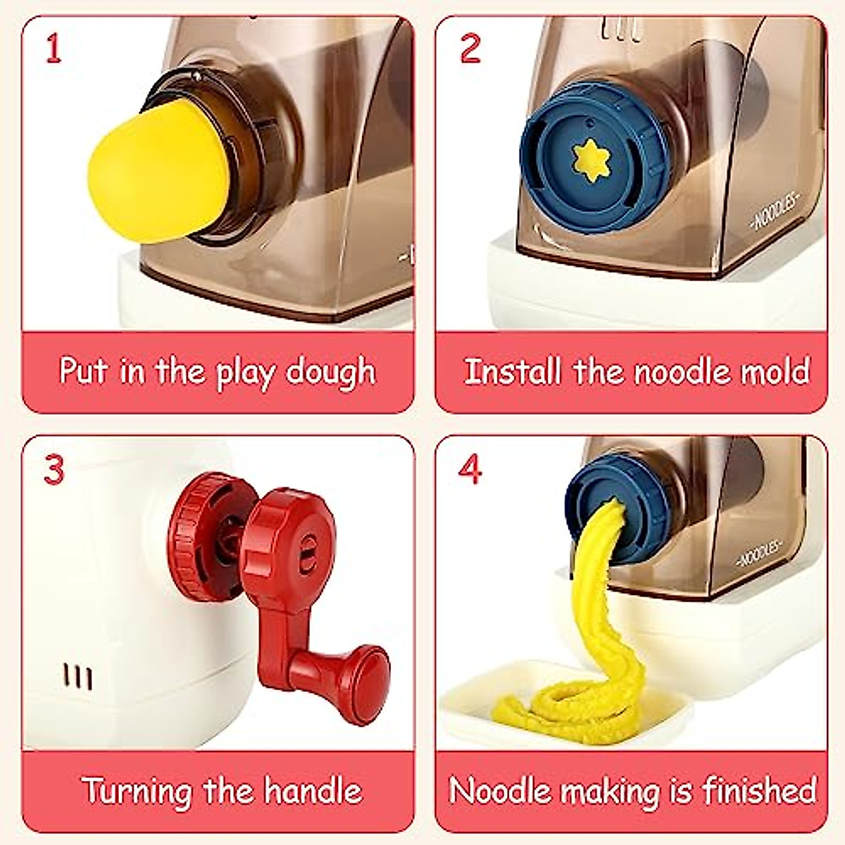 Play Dough Set Tools 28PCS Play Kitchen Creations Playdough Toys Noodle and Ice Cream Maker Playdough Sets for Kids Toddlers Ages 4-8 Girls Boys Birthday Holiday Gift (12PCS Dough Included)