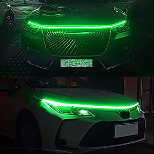 Chemini Led Hood Light for Truck Flexible Car Hood Light 60 Inch Green Daytime Running Light 12V Flexible Headlight Waterproof Hood Led Light Strip for Truck, Vans, SUVs-1Pack