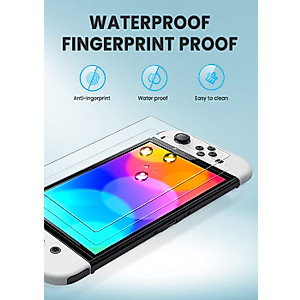 Mumba [3-Pack Screen Protector for Nintendo Switch Oled, 9H Tempered Glass Film with Smooth, HD Clear, Easy-Install, Scratch and Crack Resistant