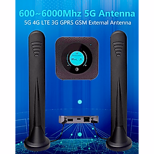 TS9 Antenna, 12dBi External 5G 4G LTE 3G GPRS GSM 600-6000MHz Male Waterproof Magnetic Base High Gain Antenna, Compatible with Netgear AT&T Nighthawk M6 MR6110 MR6500 M5 Hotspots Router(2 Pack)