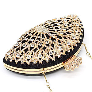 ZLXDP Women Evening Bag Golden Metal Crystal Evening Bag Clutch Handbag Ladies Wedding Bridal Party Bag