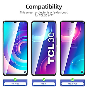 NEW'C [3 Pack] Designed for TCL 30 5G/TCL 30/TCL 30 Plus Screen Protector Tempered Glass, Bubble Free, Ultra Resistant