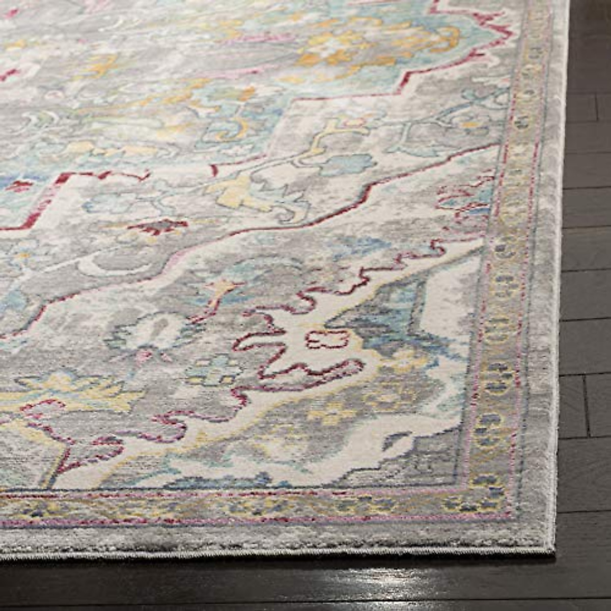 SAFAVIEH Mystique Collection Area Rug - 9' x 12', Grey & Light Blue, Watercolor Distressed Design, Non-Shedding & Easy Care, Ideal for High Traffic Areas in Living Room, Bedroom (MYS921L)