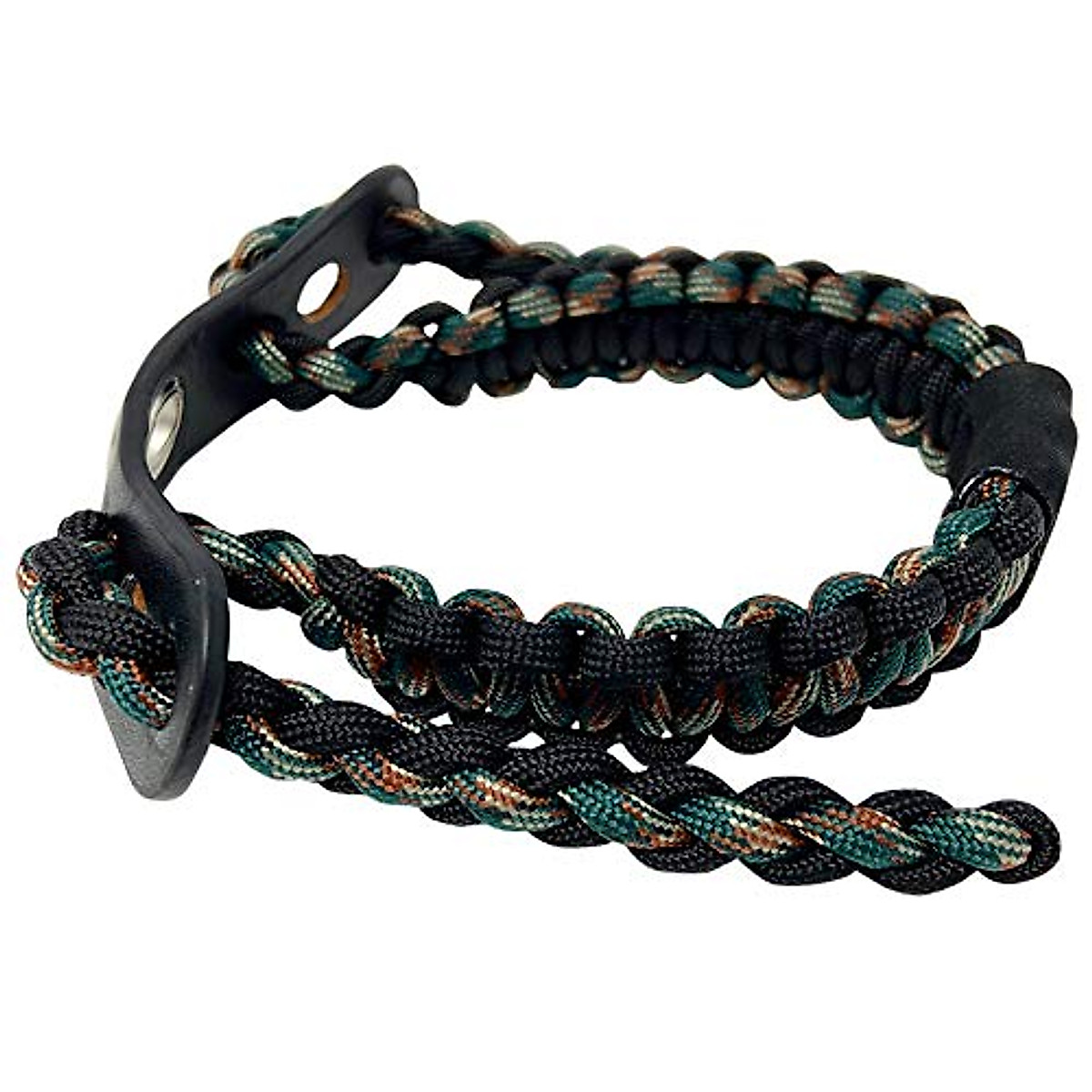 Ten Point Gear Bow Archery Wrist Sling 550 Paracord - Survival Hunting Shooting - Durable Leather with Metal Grommet (Multiple Color Options) (Woodland Camo)