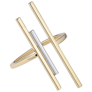Kooljewelry 14k Two-tone Gold Open Triple Bar Ring (size 10)