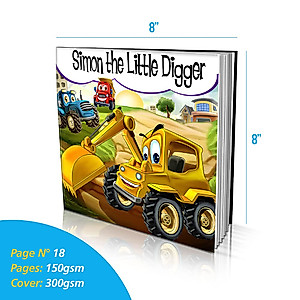 Personalized Story Book by Dinkleboo - The Little Digger Story - Teaches Your Child About Teamwork - for Children Aged 0 to 8 Years Old - Soft Cover - Smooth, Glossy Finish (8"x 8")