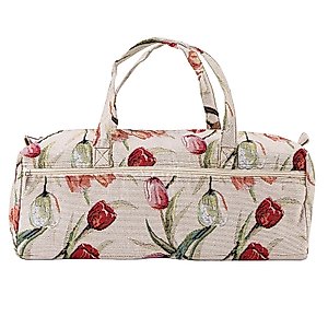 Tyenaza Woven Storage Bag, Fabric Knitting Needles Bag Large Household Yarn Organizer Bag for Knitting Needles Sewing Tools (Rose Jacquard)