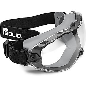 SolidWork Safety Goggles Anti-Fog Clear Lens with Adjustable Elastic Headband. Safety Goggles & Glasses Fit for All - Protective Eyewear for Men & Women.
