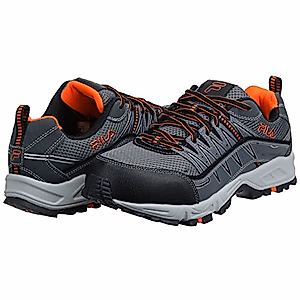 Fila mens Memory at Peak Composite Toe Trail Running Food Service Shoe, Castlerock/Black/Vibrant Orange, 10.5 US
