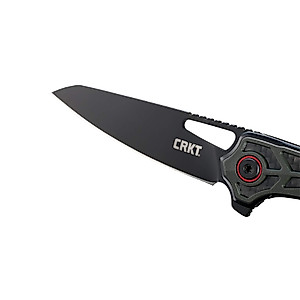 COLUMBIA RIVER KNIFE & TOOL Thero EDC Folding Pocket Knife: Everyday Carry Folder, Plain Edge, Sheepsfoot Blade with Black Oxide Finish, Flipper, Glass Reinforced Nylon and Carbon Fiber Handle 6290