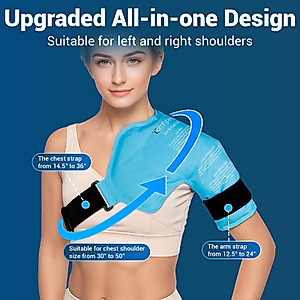 Comfytemp Shoulder Ice Pack Wrap Rotator Cuff Cold Therapy, FSA HSA Eligible, Reusable Shoulder Brace, Gel Ice Packs for Injuries, Hot Cold Compression for Pain Relief, Gift for Recovery after Surgery