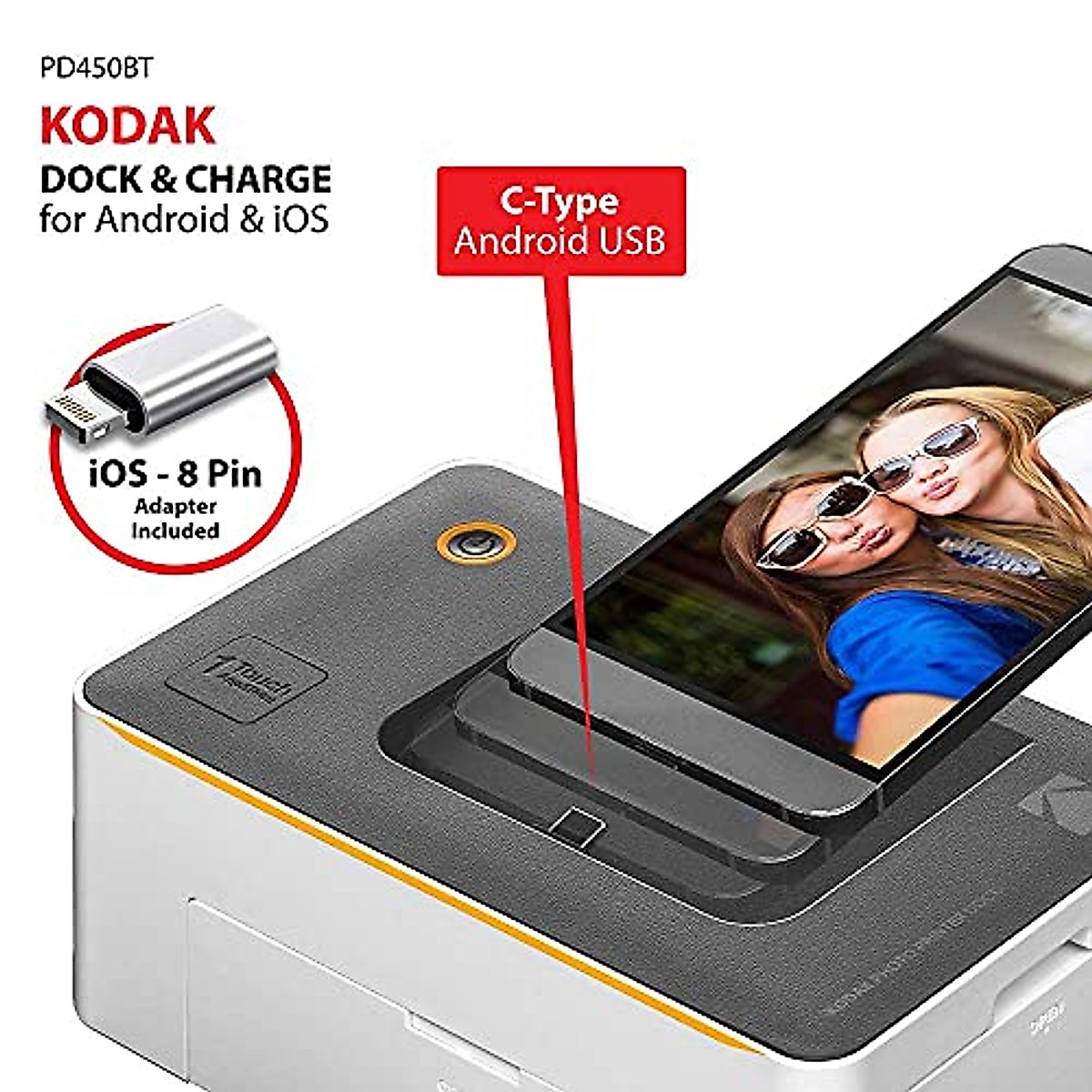 Kodak Dock Premium 4x6” Portable Instant Photo Printer (2022 Edition) Bundled with 50 Sheets | Full Color Photos, 4Pass & Lamination Process | Compatible with iOS, Android, and Bluetooth Devices