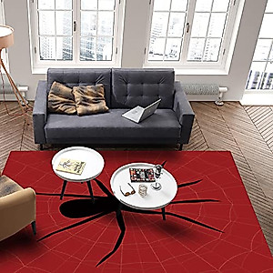 Area Rug Indoor Carpet Black Spiders Web Burgundy Red Back Happy Halloween Home Decor Soft Rugs Collection Comfy Floor Mat Horror Animals Accent Rugs for Bedroom Living Room Kids Room36x60In