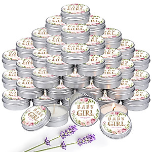 MTLEE 50 Pcs Baby Shower Scented Candles Gift Travel Tin Candle Aromatherapy Candle Favors for Winter Baby Shower Favors Wedding Gifts, Compound Scent Essential Oil(Baby Girl)