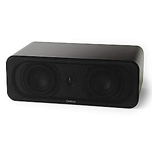 Micca RB42-C Premium Center Channel Bookshelf Speaker with Dual 4-Inch Woofers and Silk Tweeter, Clearer Dialogue for Home Theater Surround Sound Systems, Single, Dark Walnut