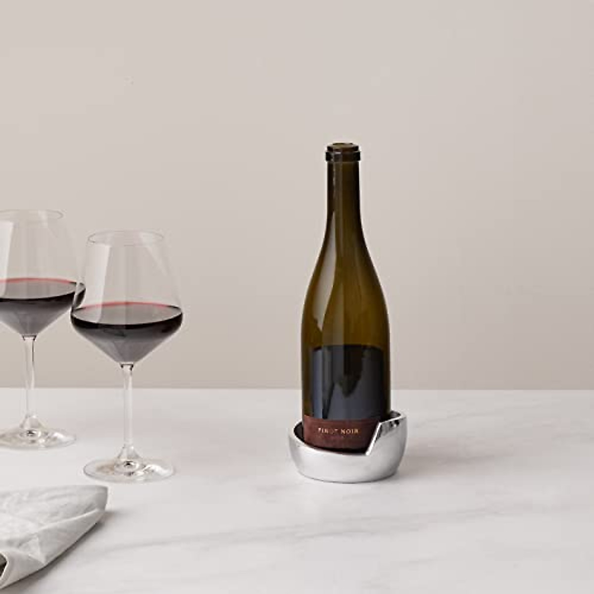 nambe Spiral Wine Coaster | Wine Bottle Chilled Coaster | Double Wall Insulated Wine Coaster | Keep Wine at Perfect Temperature | Drink Coasters for Beer and Wine | Counter Décor Wine Accessories