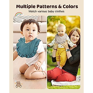 Lictin Muslin Baby Drool Bibs - 8 Pack Baby Bandana Drool Bibs Cotton Unisex, Snap Muslin Bibs for Boys Girls, Absorbent & Soft for Teething and Drooling