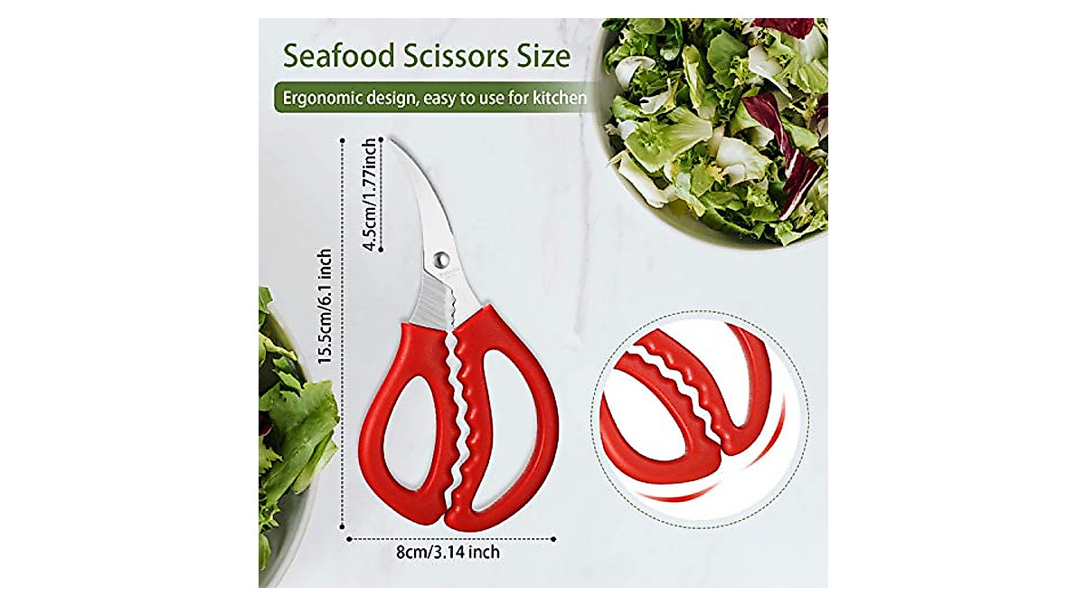 Durable Kitchen Seafood Scissors - 3 Pack Red Shears