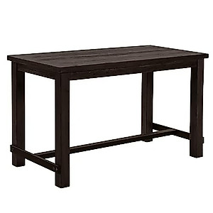 Nathaniel Home Counter Height Bar Dining Room Wooden Frame Table Desk with Iron Footrest, 53“W27 D36 H, Black