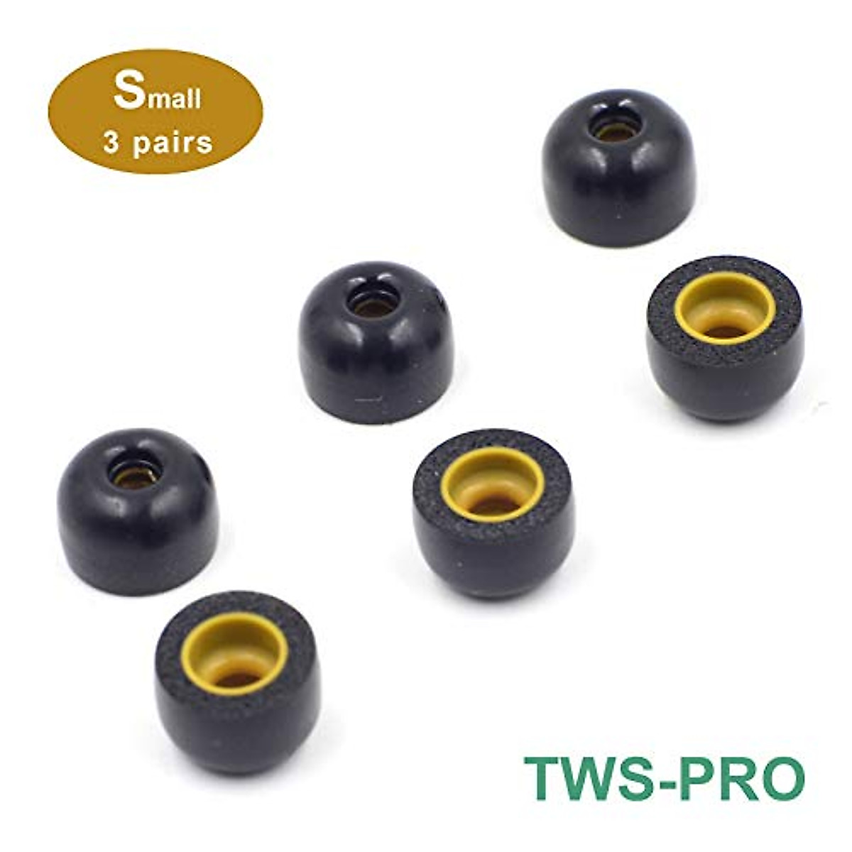Defean TWS-Pro Earbuds Memory Foam Eartips Tips Compatible with Jabra Elite 65t,Elite 75t,Active, Elite Sport/Sennheiser Momentum Wireless/Bragi Dash/Samsung Gear IconX, Galaxy Buds Earphone(Small)