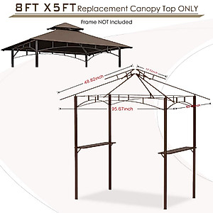CoastShade 8X 5 BBQ Gazebo Double Outdoor BBQ Canopy,Patio and Outdoor Backyard BBQ Gazebo with LED Lights x 2 (Khaki, Straight 8 x 5ft - New)