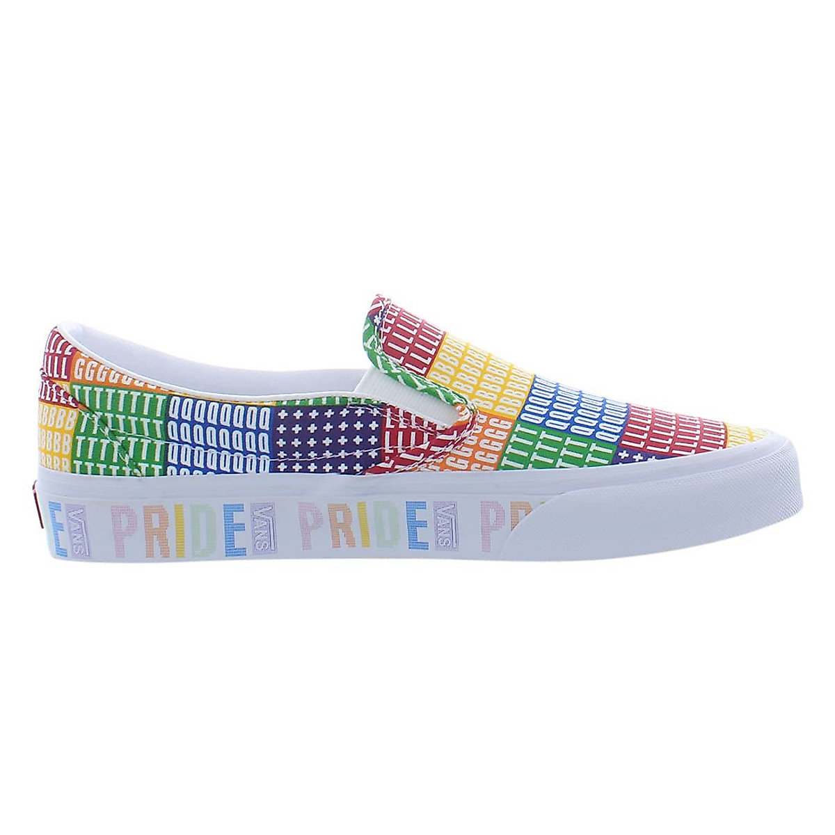 Vans Men's Low-Top Sneakers Skate Shoe, Pride Multi True White Classic Slip on, 6.5