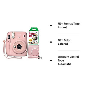 Fujifilm Instax Mini 11 Instant Camera Blush Pink + Minimate Custom Case + Fuji Instax Film 20 Sheets Twin Pack