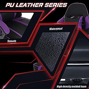 Gaming Chair with Footrest, PU Leather Video Game Chairs for Adults, 360°Swivel Adjustable Lumbar Pillow Gamer Chair, Comfortable Computer Chair for Heavy People