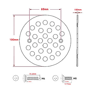 Evangeline 4 Inch Shower Drain Cover Replacement Bathroom Grate Drain Strainer Round (Brushed Gold)