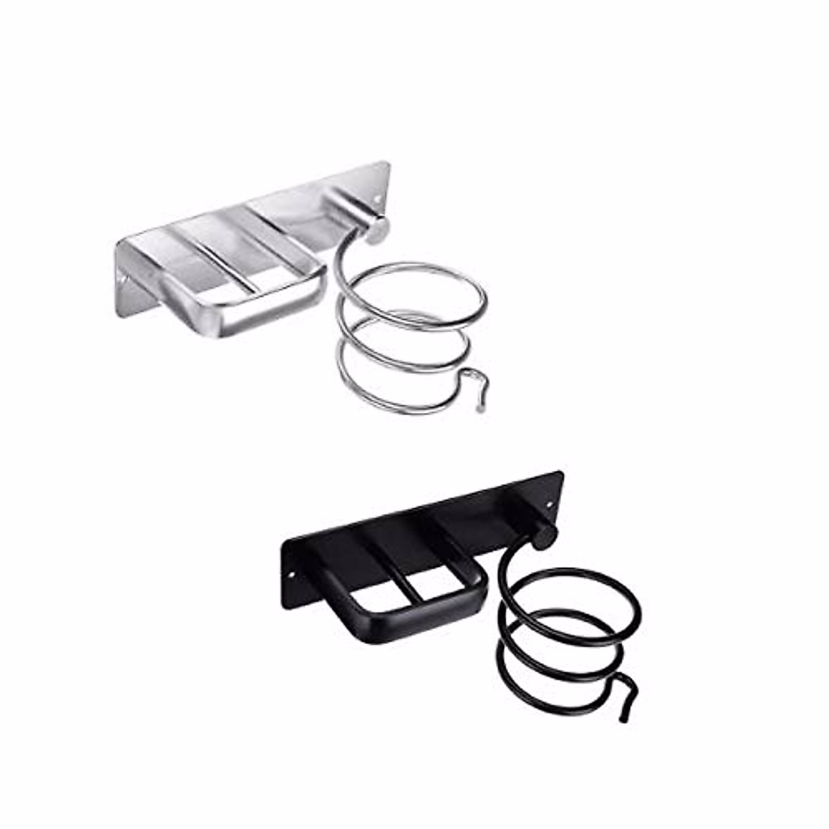 Kepfire Aluminum Bathroom Hair Dryer Holder Kitchen Hanging Rack Beauty Care Tools Wall Mount Styling Organizer Storage Basket - Silver