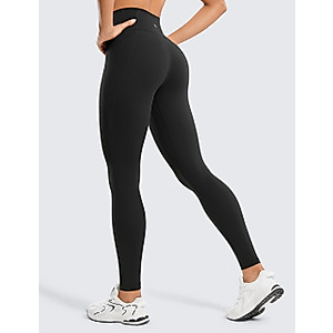 CRZ YOGA Womens Butterluxe Workout Leggings 28 Inches - High Waisted Gym Yoga Pants with Pockets Running Buttery Soft Black Medium