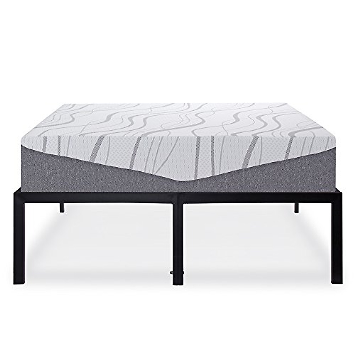 SLEEPLACE 18 Inch High Profile Heavy Duty Steel Slat / Mattress Foundation / Bed Frame, California King