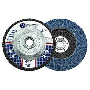 Benchmark Abrasives 4.5" x 5/8"-11 Premium High Density Jumbo Zirconia Type 29 Flap Discs 4 1/2 for Angle Grinder, Sanding Discs, Finishing - Grinding Wheels 4 1/2 Inch (10 Pack) - 60 Grit