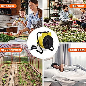 AKUSAKO Electric Greenhouse Heater with Digital Thermostat for Green House, Grow Tent Heaters, Overheat Protection, Fast Heating for Workplace, Yellow