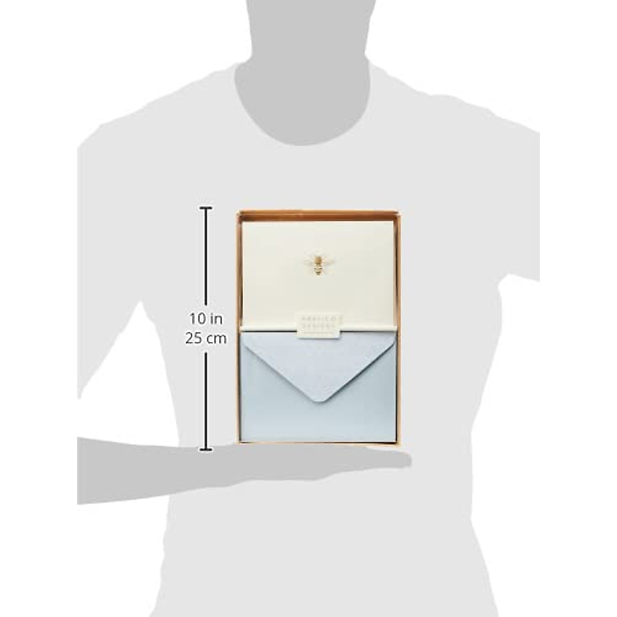 Portico Designs Blank Notecard Set Gold Foil Embossed Boxed Notecards Stationary Set, 10-Count, Bee