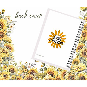 Sunflowers and Sunshine Weekly Planner Organizer, 8.5 x 11 Metal Spiral Bound Ring Binder, 60 pages, Laminated Covers and Rigid Dividers, Undated Allows You To Start Anytime