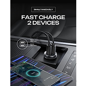 LISEN 90W USB C Car Charger [All Metal & Mini] Cigarette Lighter Adapter Fast Charging, Mini Dual PD 45W & PD 45W Super Fast Car Charger USB C for iPhone 15 Pro Max Glaxy S24 iPad Pro MacBook Air